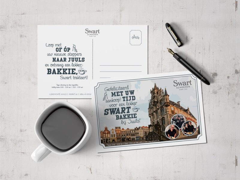 Lunchcafé Juuls ansichtkaart - Studio Kaboem! Vormgeving Gouda